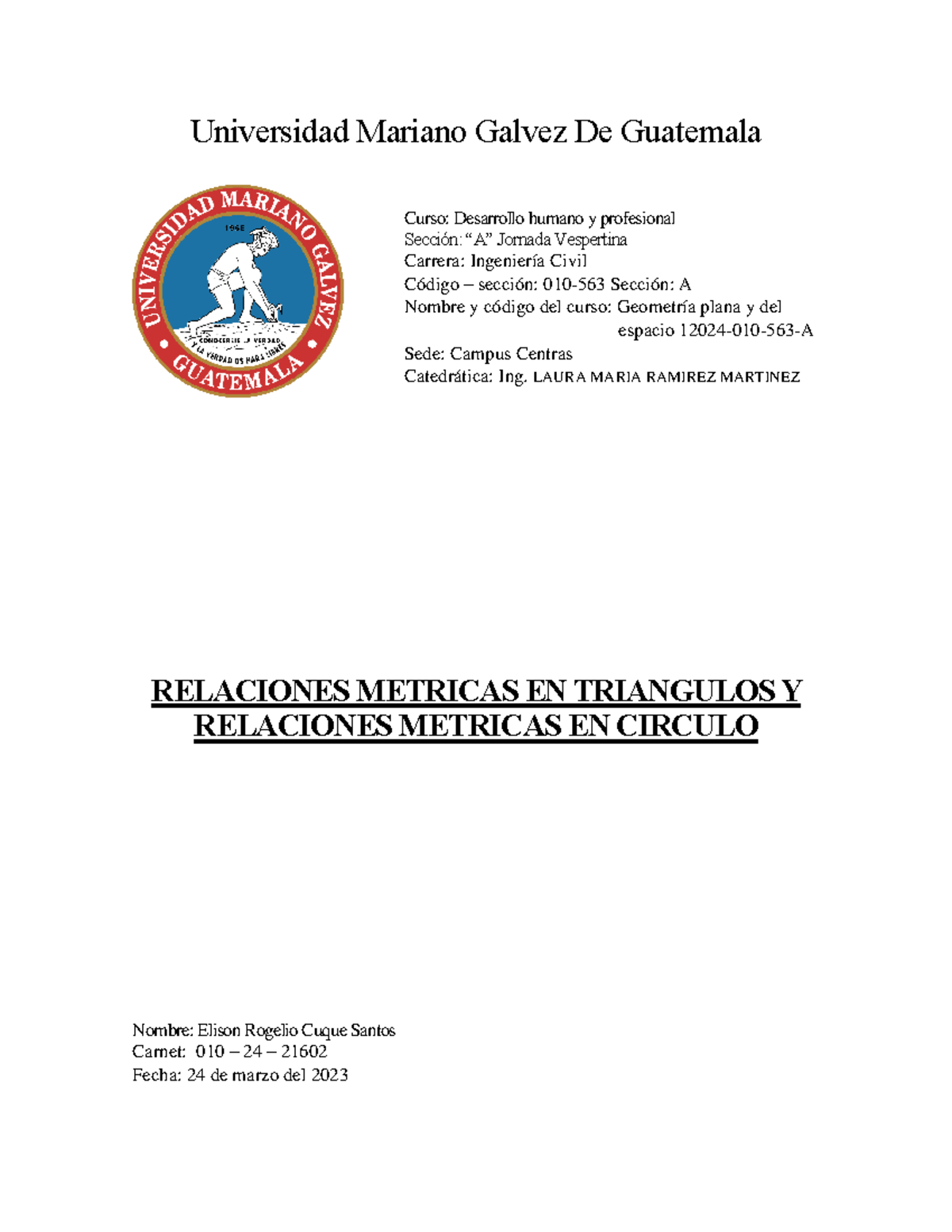 Tarea 4 - Relaciones Metricas EN Triangulos Y Relaciones Metricas EN ...