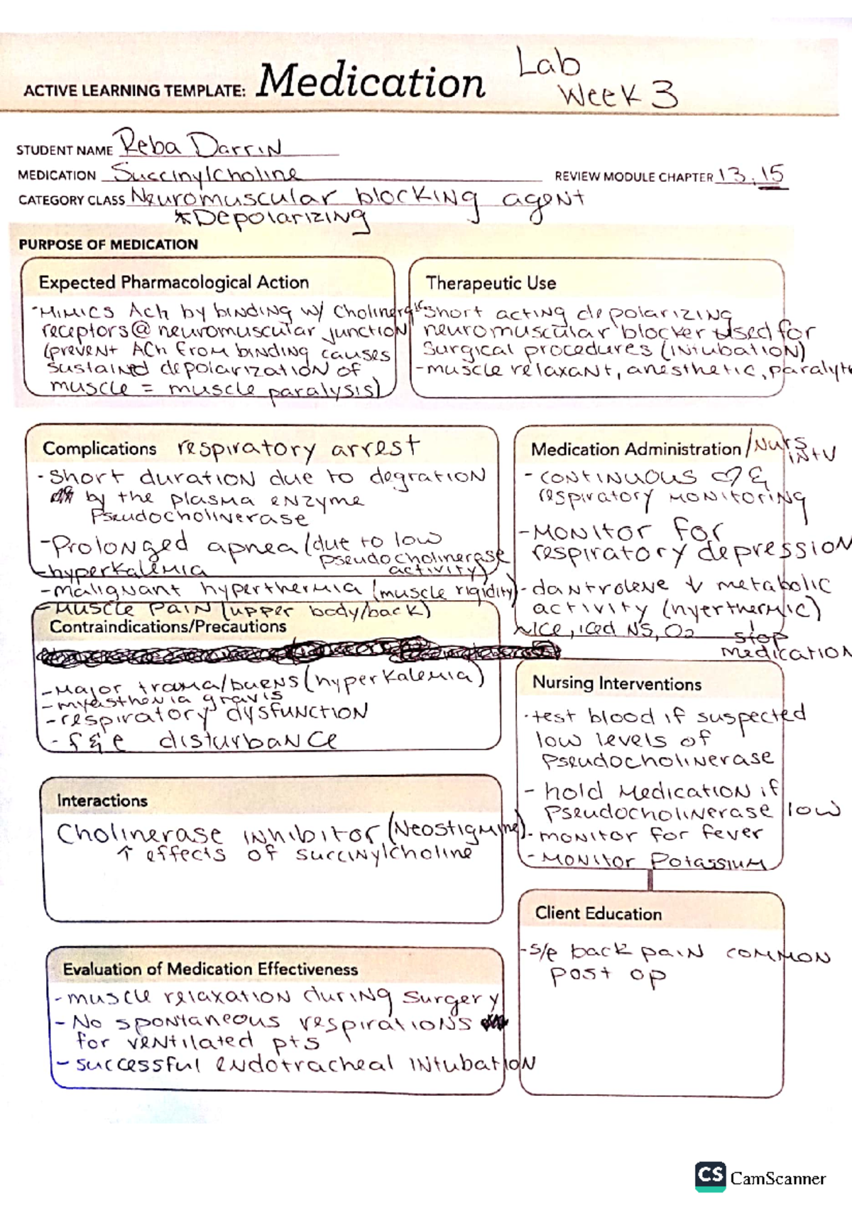 Ati template succinylcholine - ACTIVE LEARNING TEMPLATE: Me di C Ol tio ...