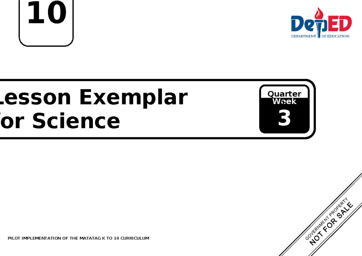 LE Science 10 Q1 Week3 v - PILOT IMPLEMENTATION OF THE MATATAG K TO 10 ...