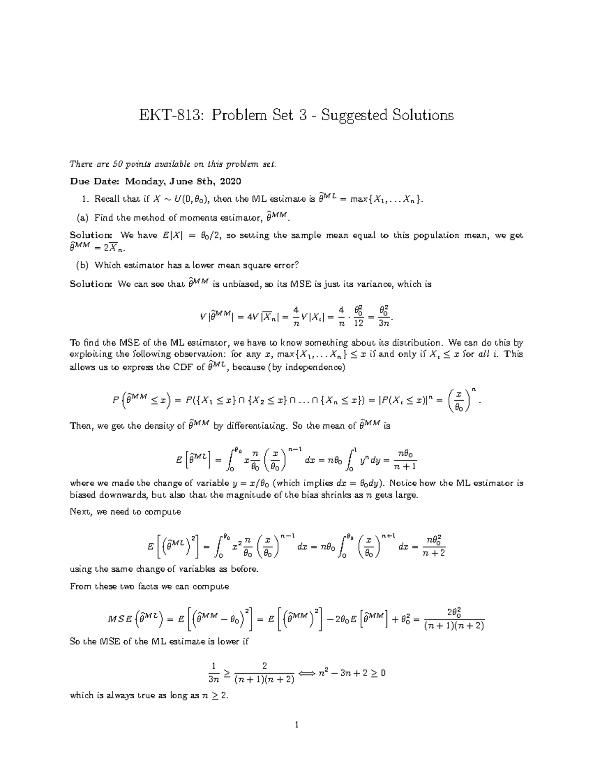 Ps-3-solutions - solutioon to problem set - EKT-813: Problem Set 3 ...