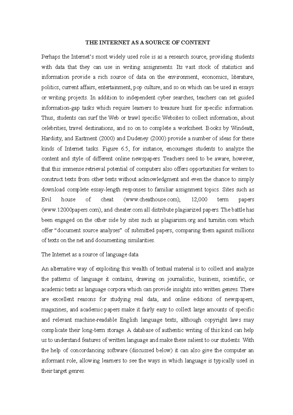 THE Internet AS A Source OF Content - THE INTERNET AS A SOURCE OF ...