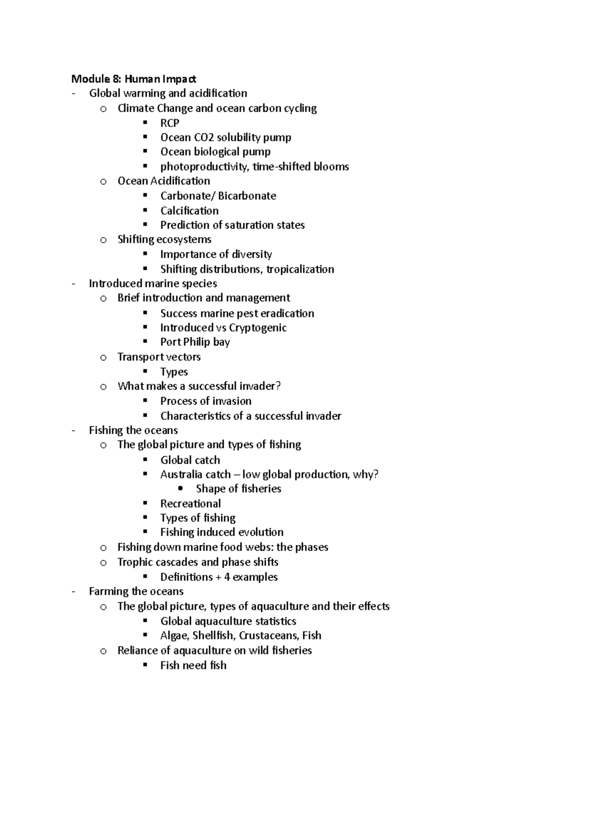 COMPREHENSIVE notes module 8: Human Impacts - Module 8: Human Impact ...