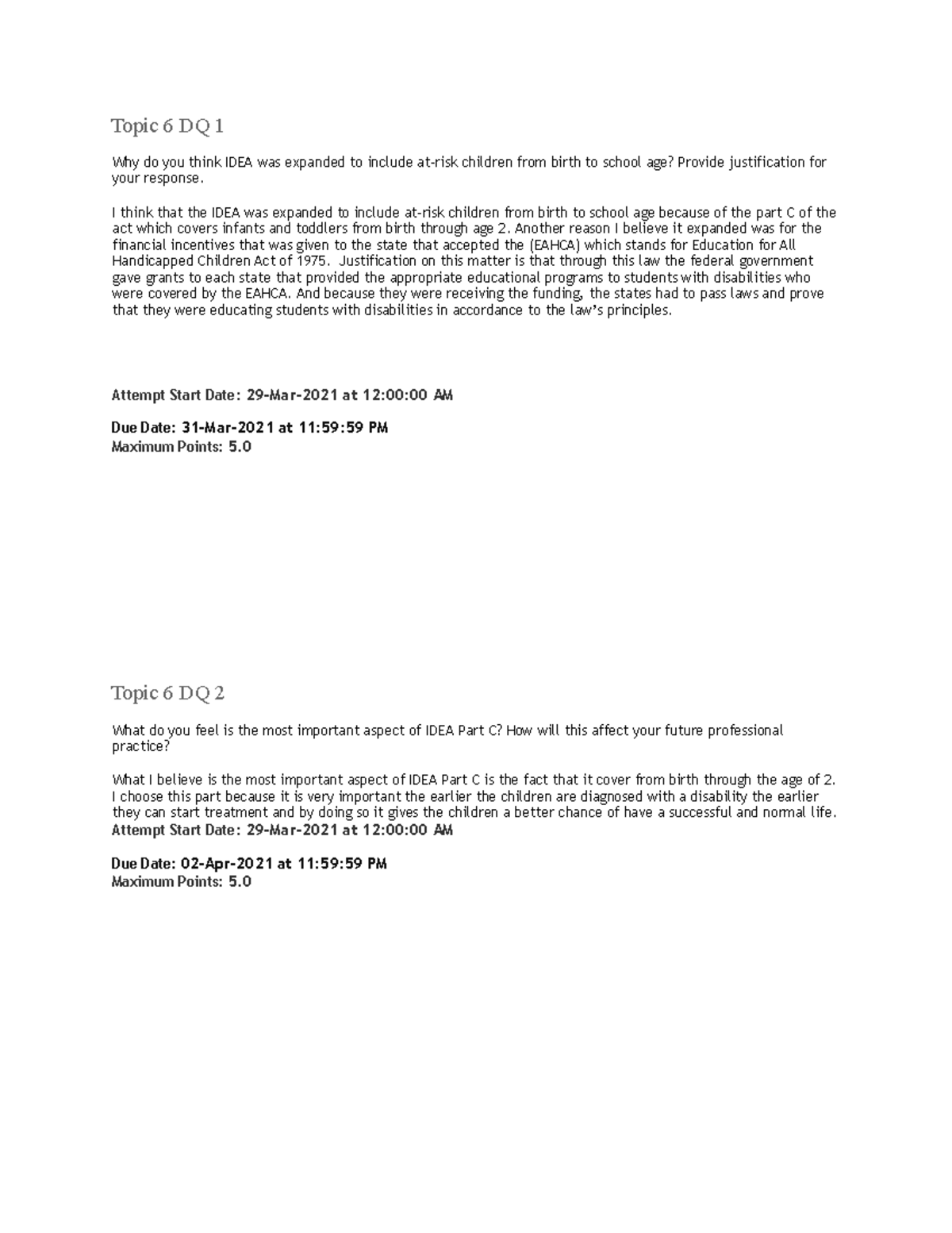 Topic 6 DQ 1 & DQ 2 andd questions - EDU-354 - GCU - Studocu