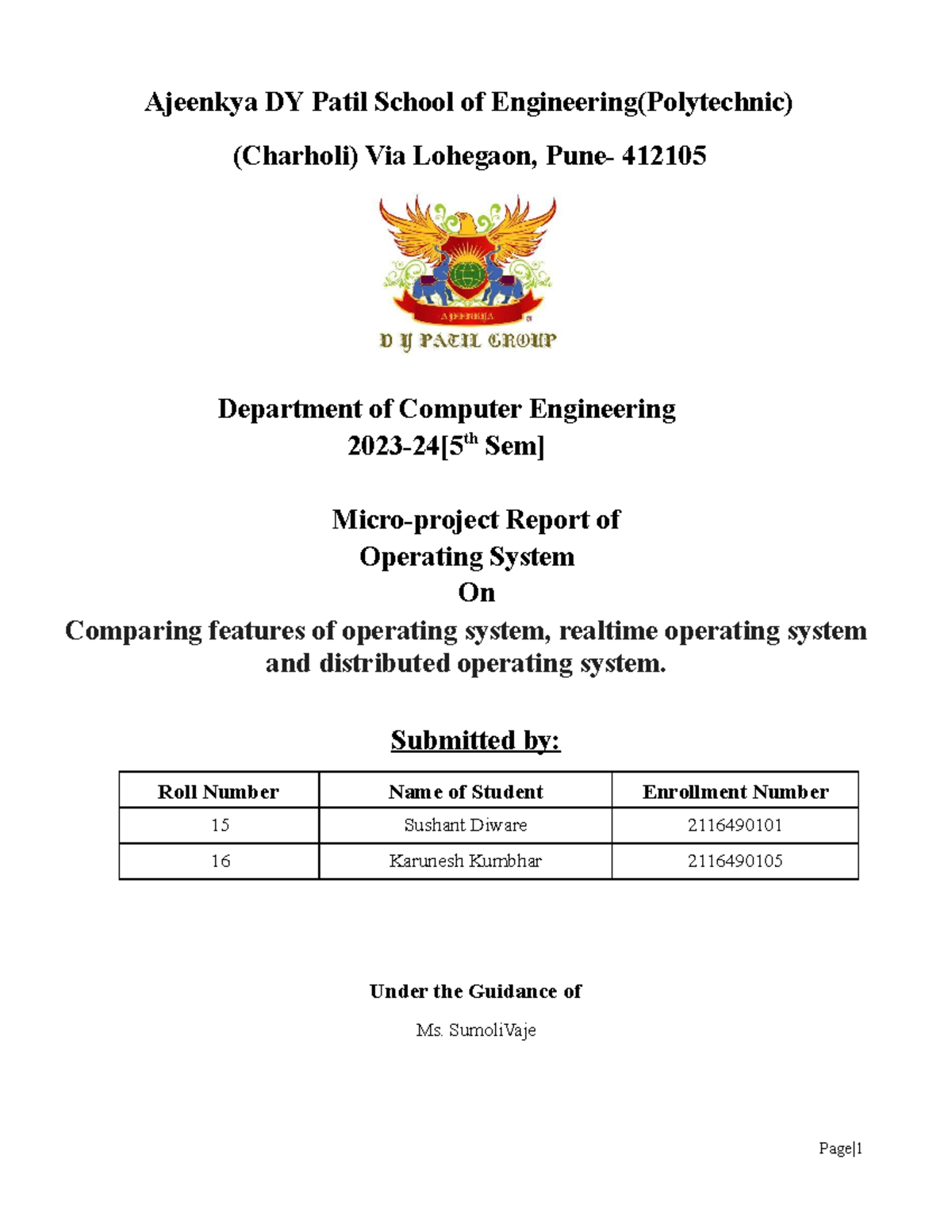 Osy 2344 - cjhvkbl bm - Page| 1 Ajeenkya DY Patil School of Engineering ...