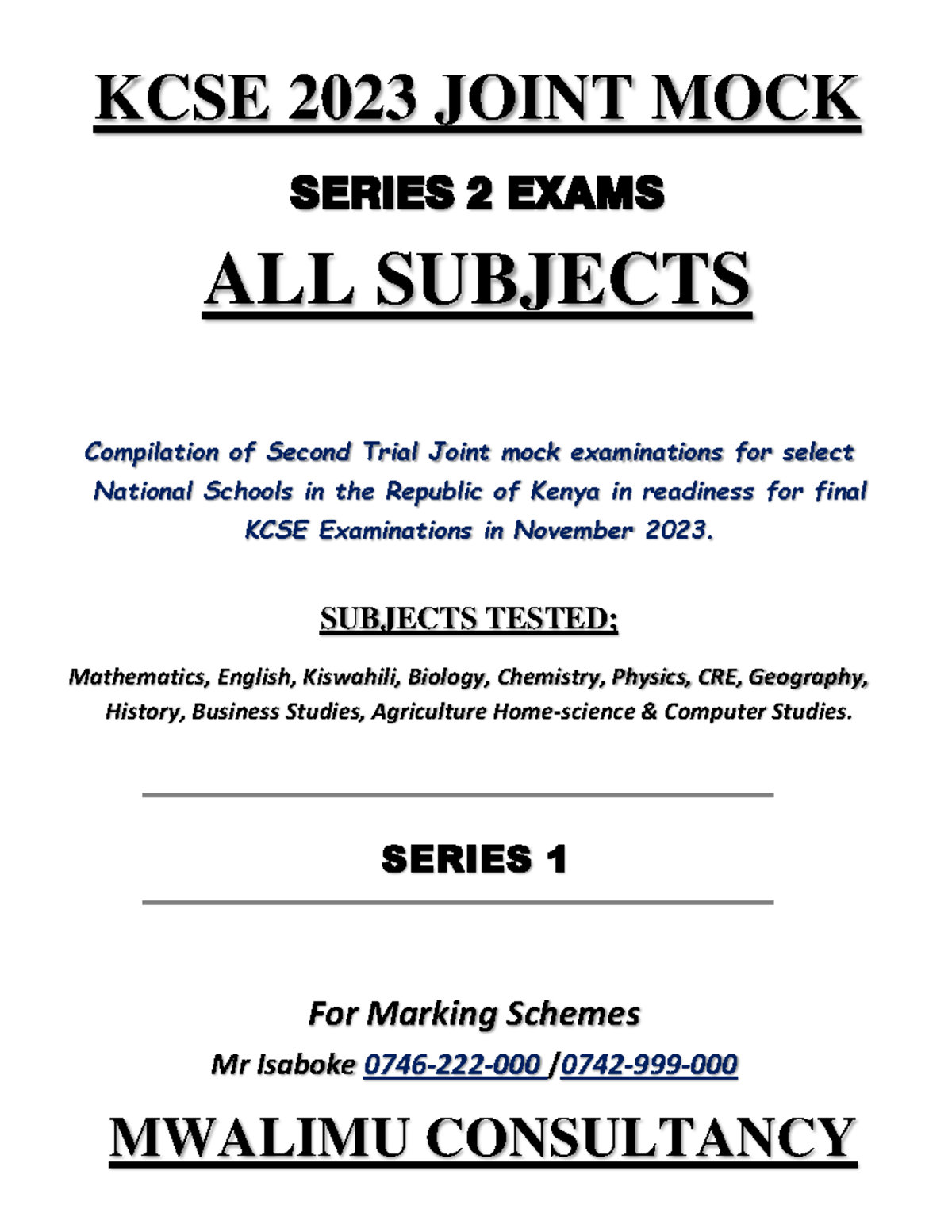 KCSE 2023 Joint Mocks S2 - KCSE 2023 JOINT MOCK SERIES 2 EXAMS ALL ...