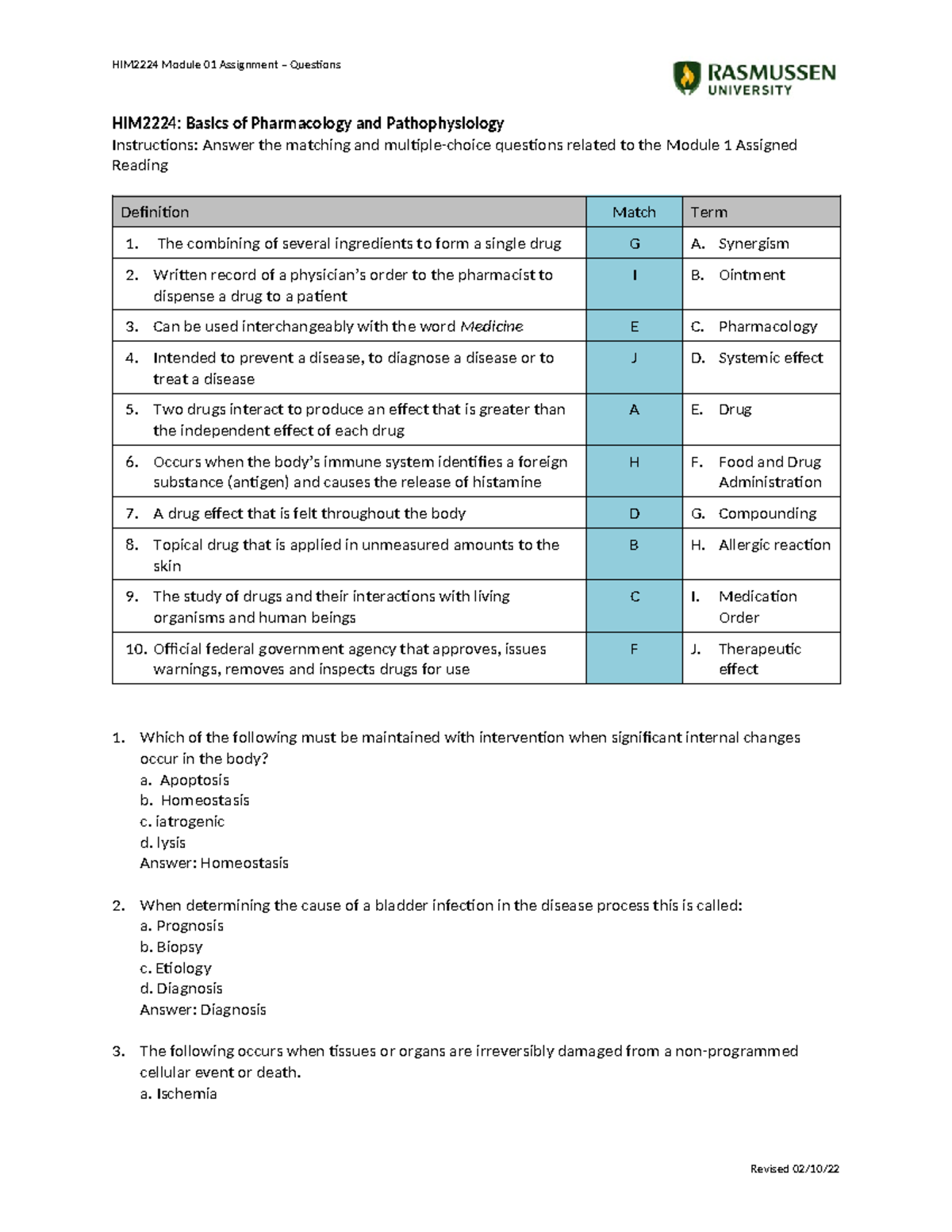 HIM2224fw Module 01 Assignment Questions - HIM2224 Module 01 Assignment – Questions HIM2224 ...