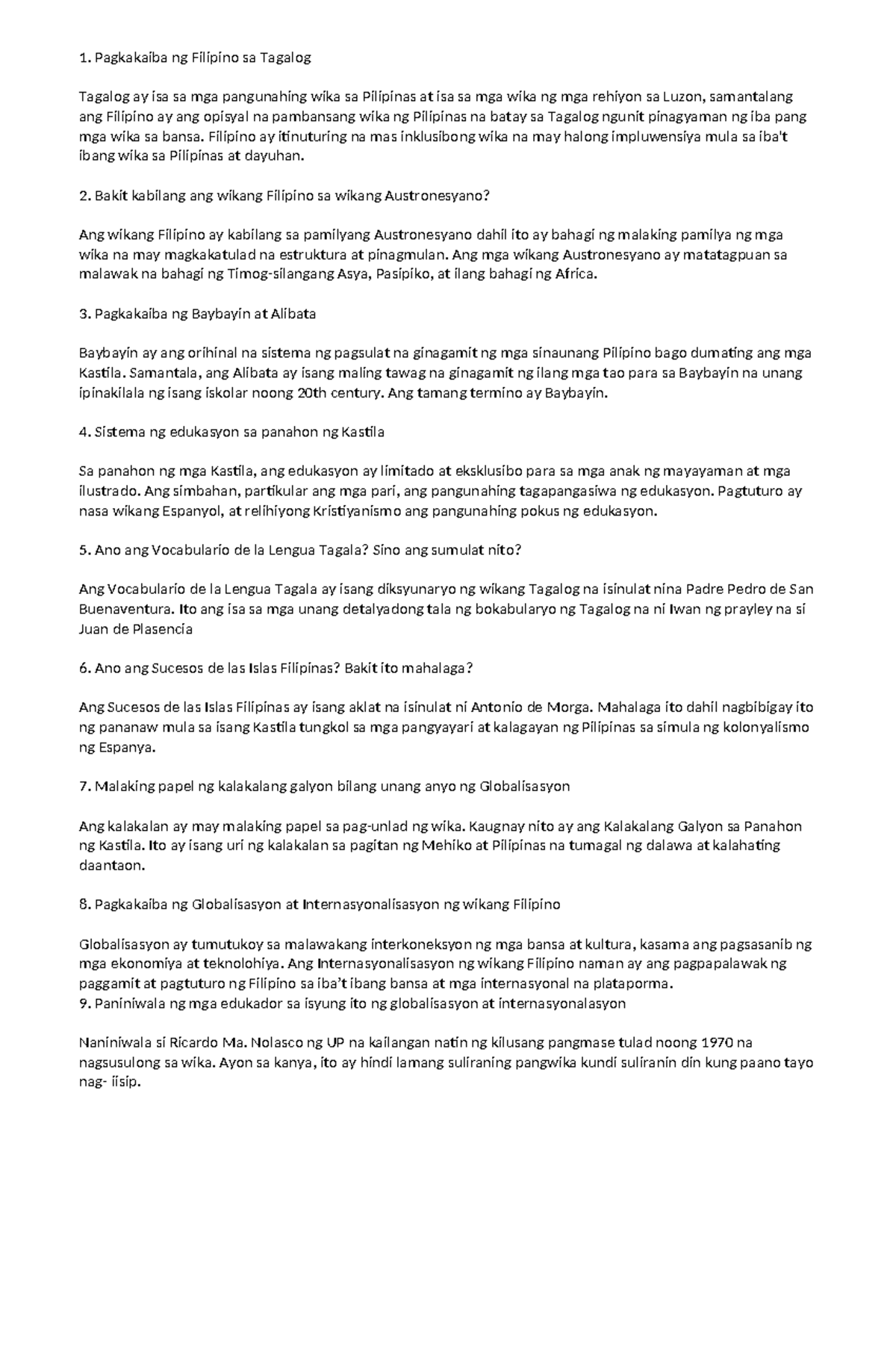 Filipino 2 - n/a - Pagkakaiba ng Filipino sa Tagalog Tagalog ay isa sa ...