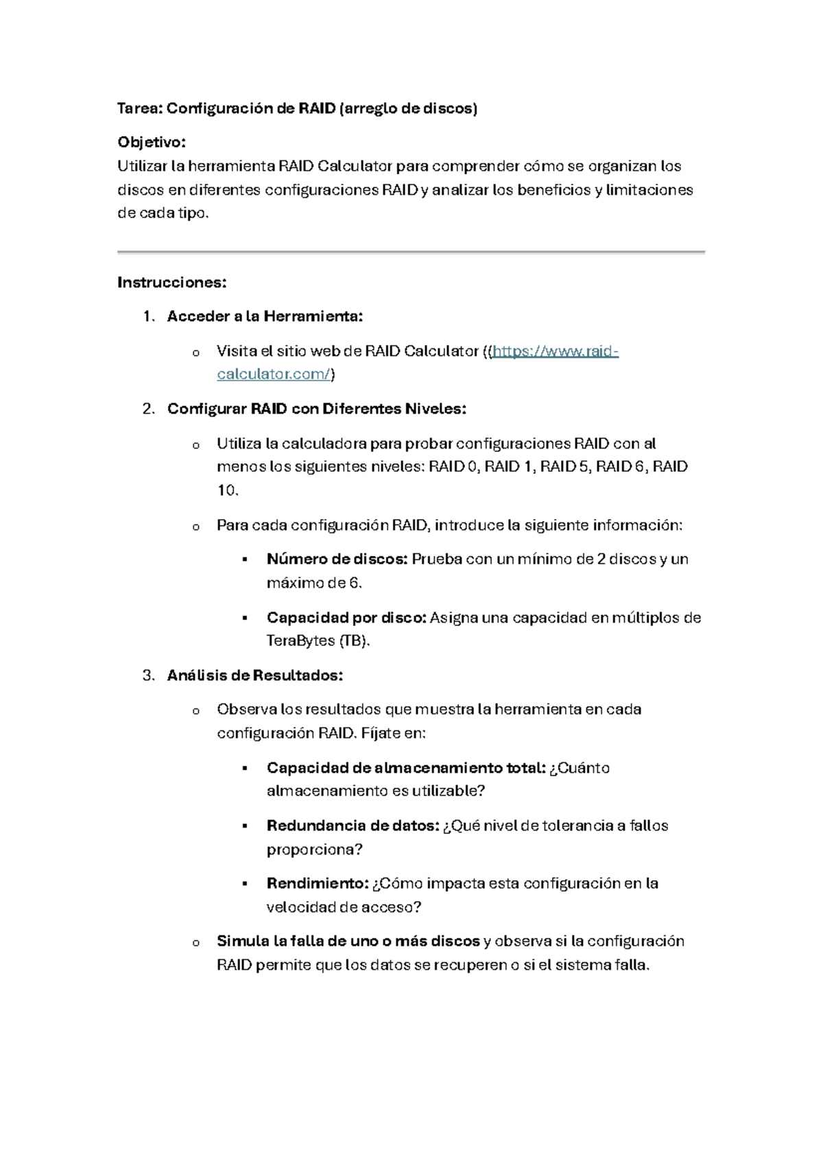 Práctica Arreglos - ... - Tarea: Configuración de RAID (arreglo de ...