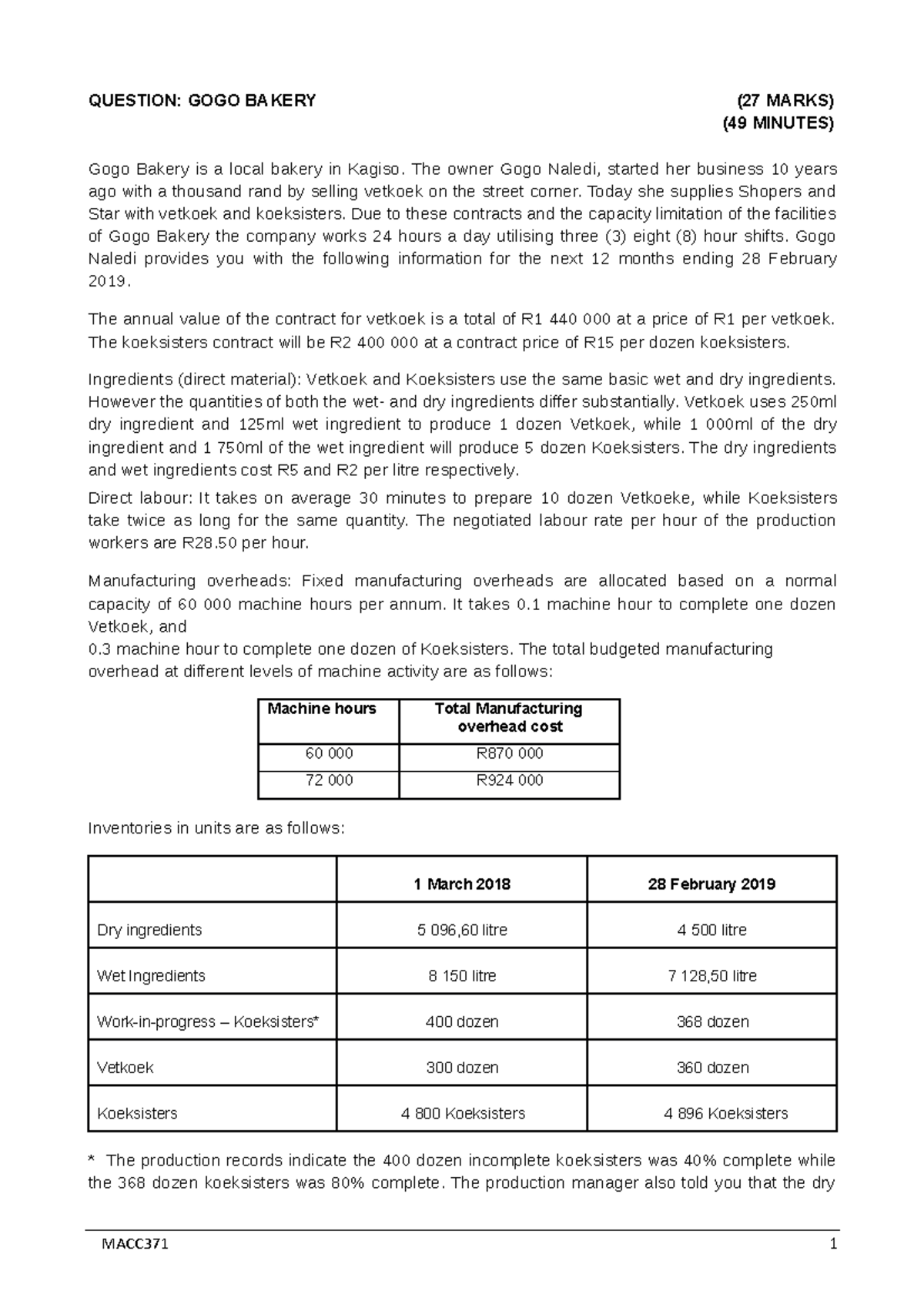 GOGO+ Bakery-1 - macc operating cost question - QUESTION: GOGO BAKERY ...