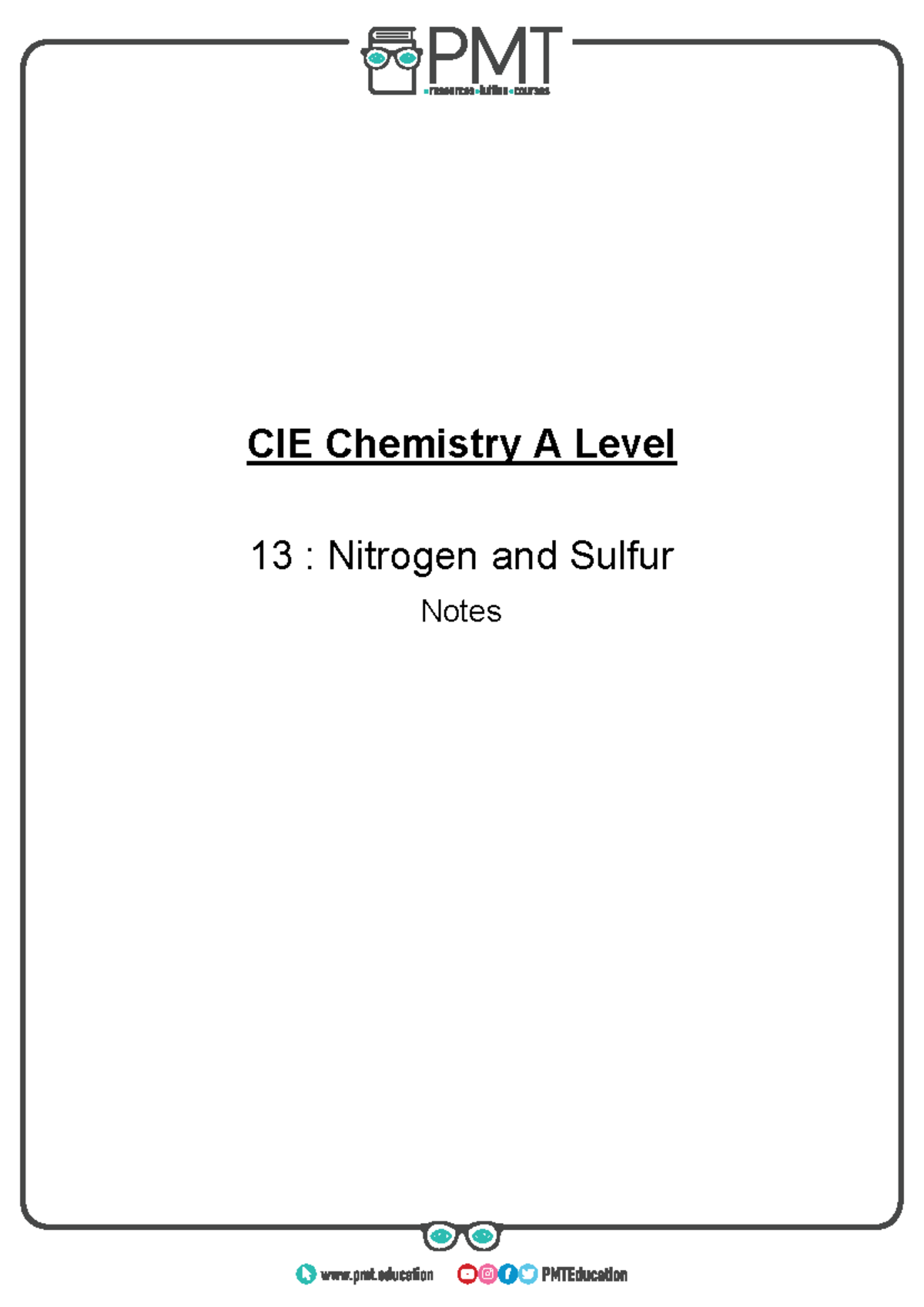 13. Nitrogen and Sulfur - CIE Chemistry A Level 13 : Nitrogen and ...