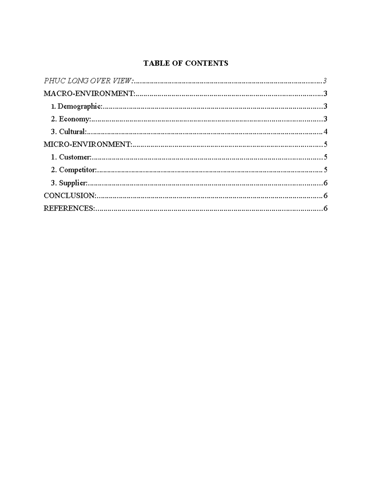 IA MKT101 - TABLE OF CONTENTS PHUC LONG OVER - Studocu