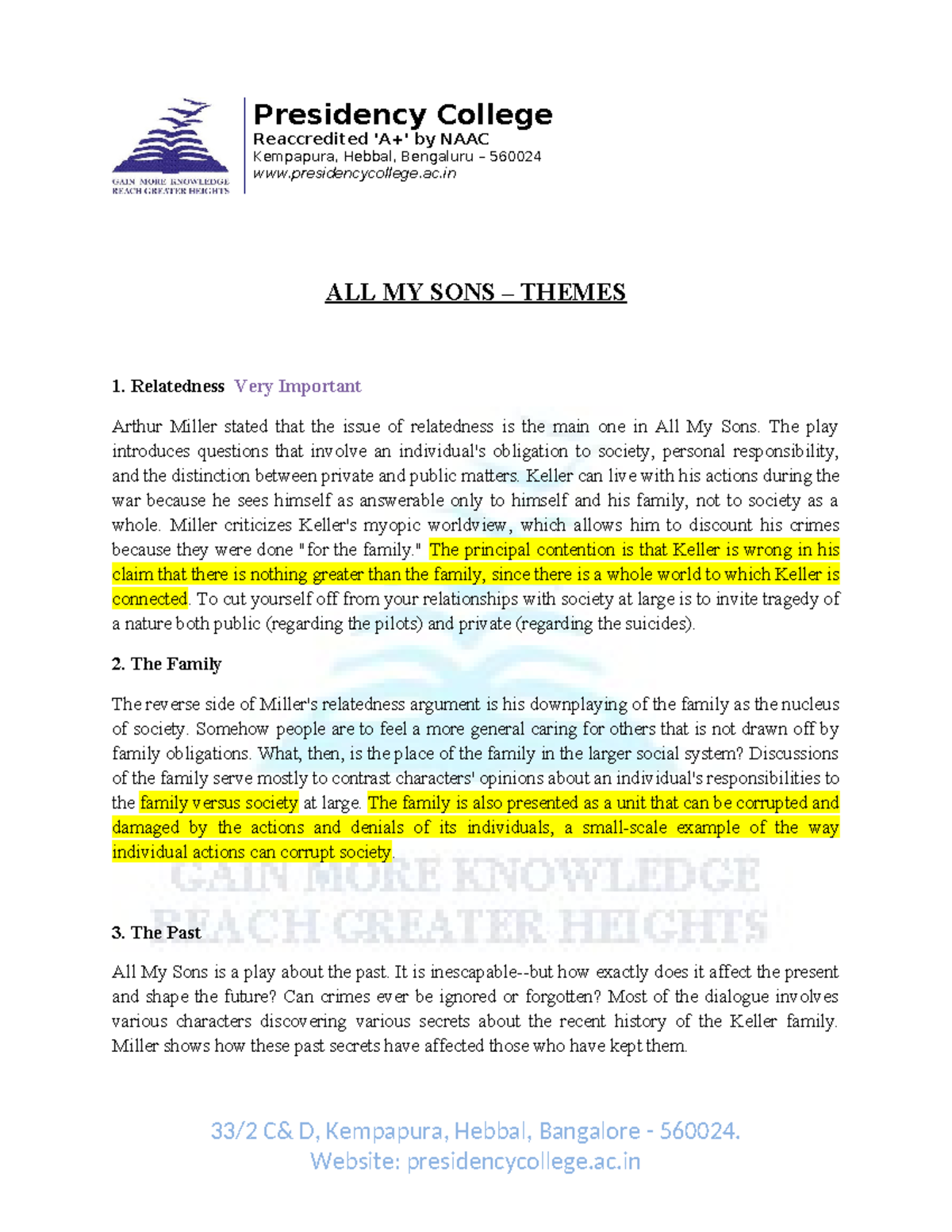 All My sons- theme - Summary bahelor of business administration ...