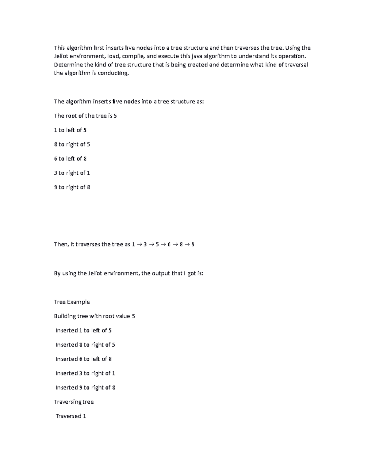 Discussion 5 1 - This algorithm first inserts five nodes into a tree structure and then ...