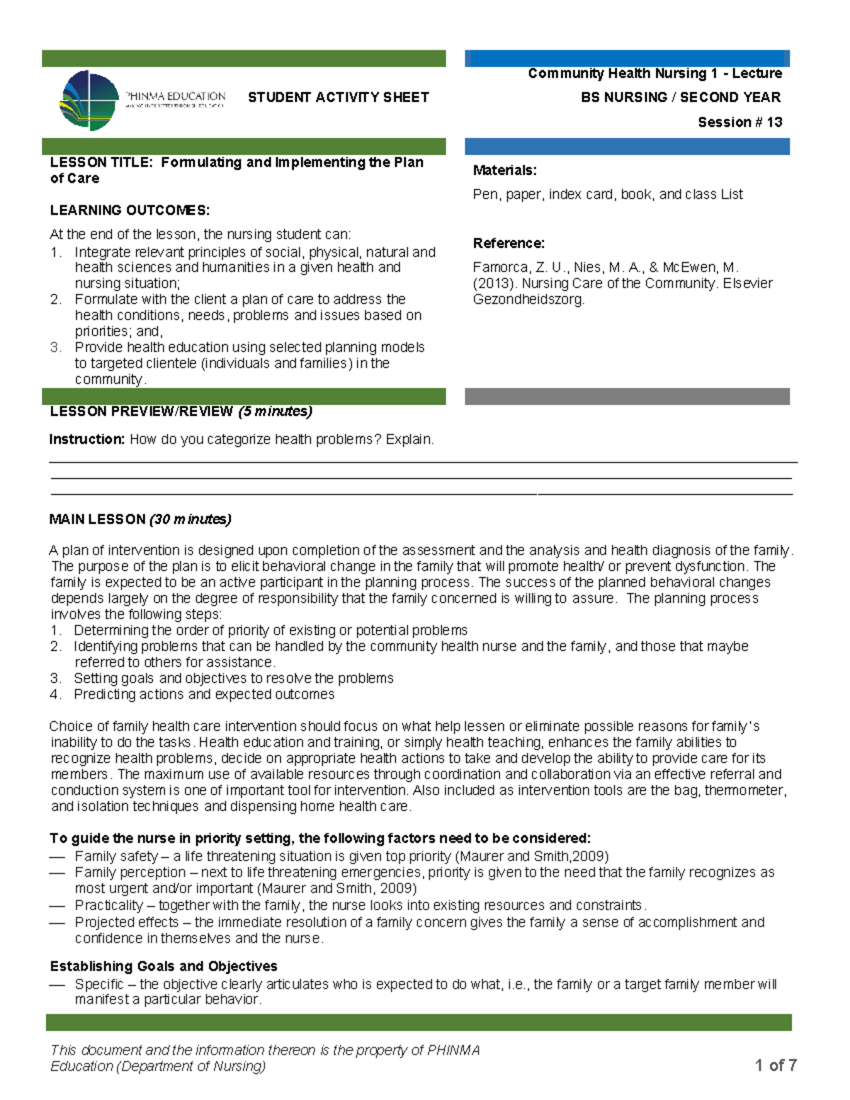 CHN1 Lec Session #13 SAS - This document and the information thereon is ...