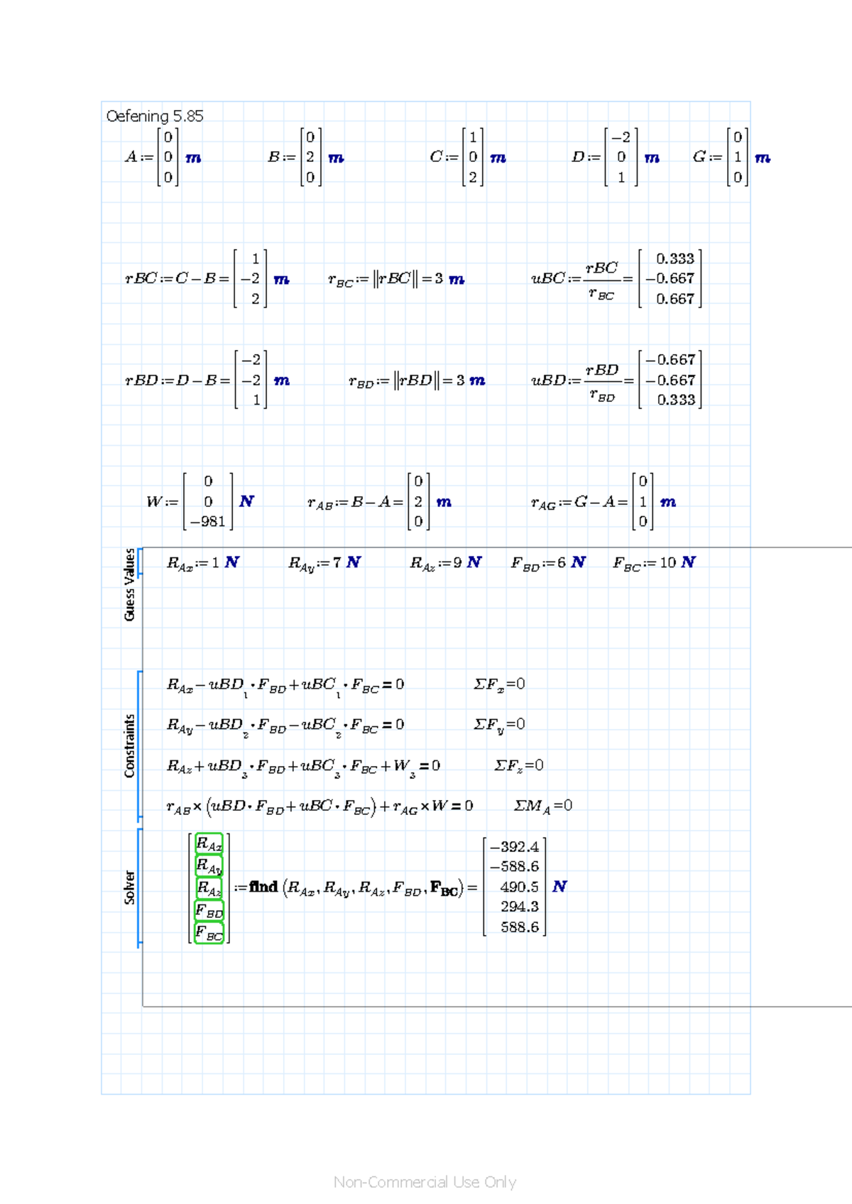 Voorbeelden oefeningen mathcad - Oefening 5. A ≔ 0 0 0 ...