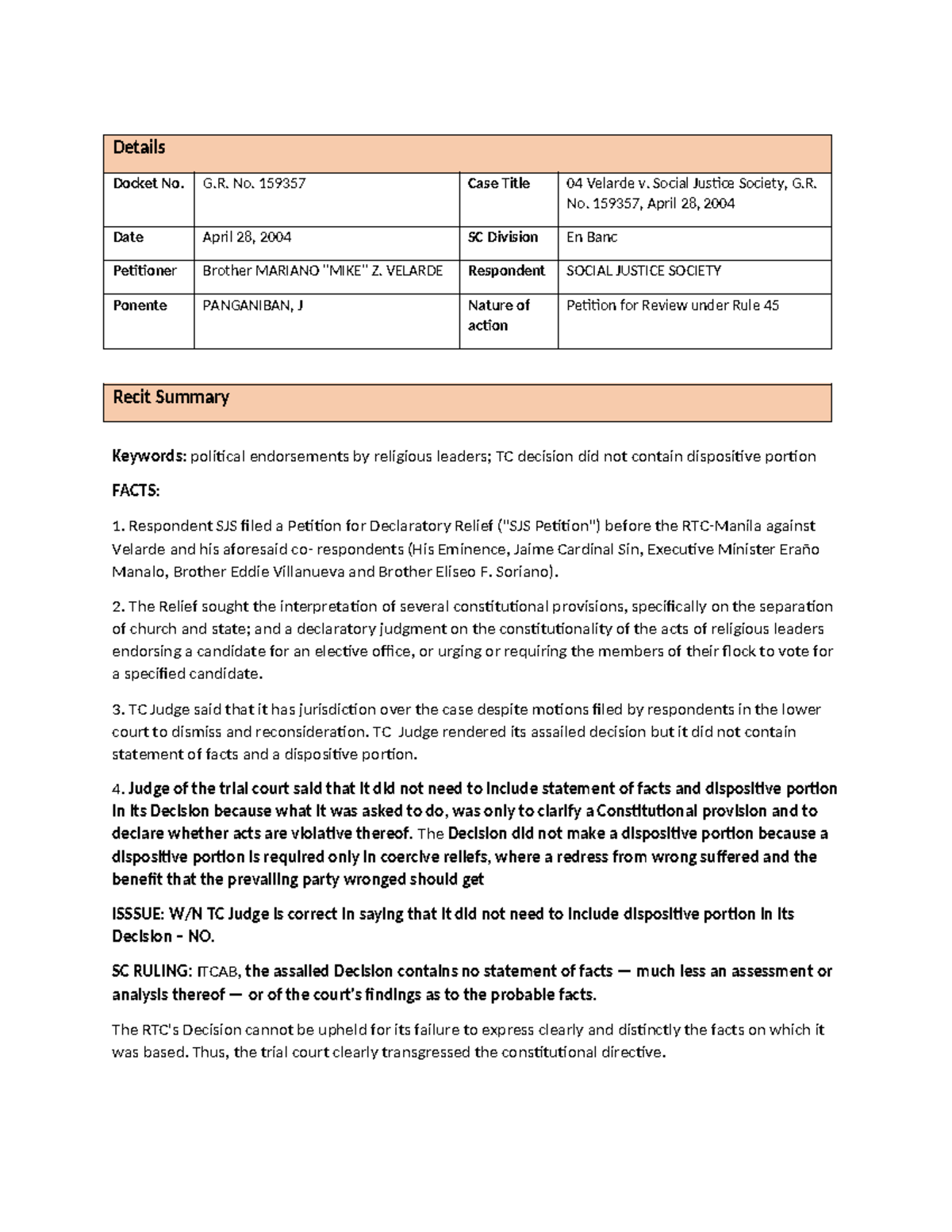 04 Velarde v. Social Justice Society, G.R. No. 159357, April 28, 2004 ...