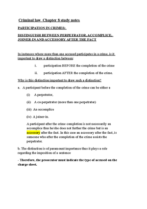 CRL41Y0 - UJ - Criminal Law - Studocu