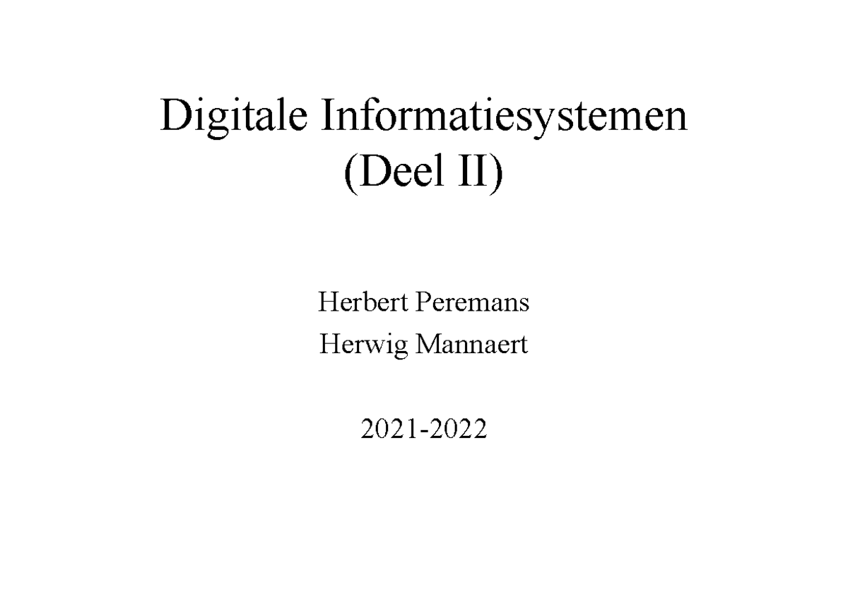 Digitaal infosyst PPT alles nota's die je nodig hebt - Digitale ...