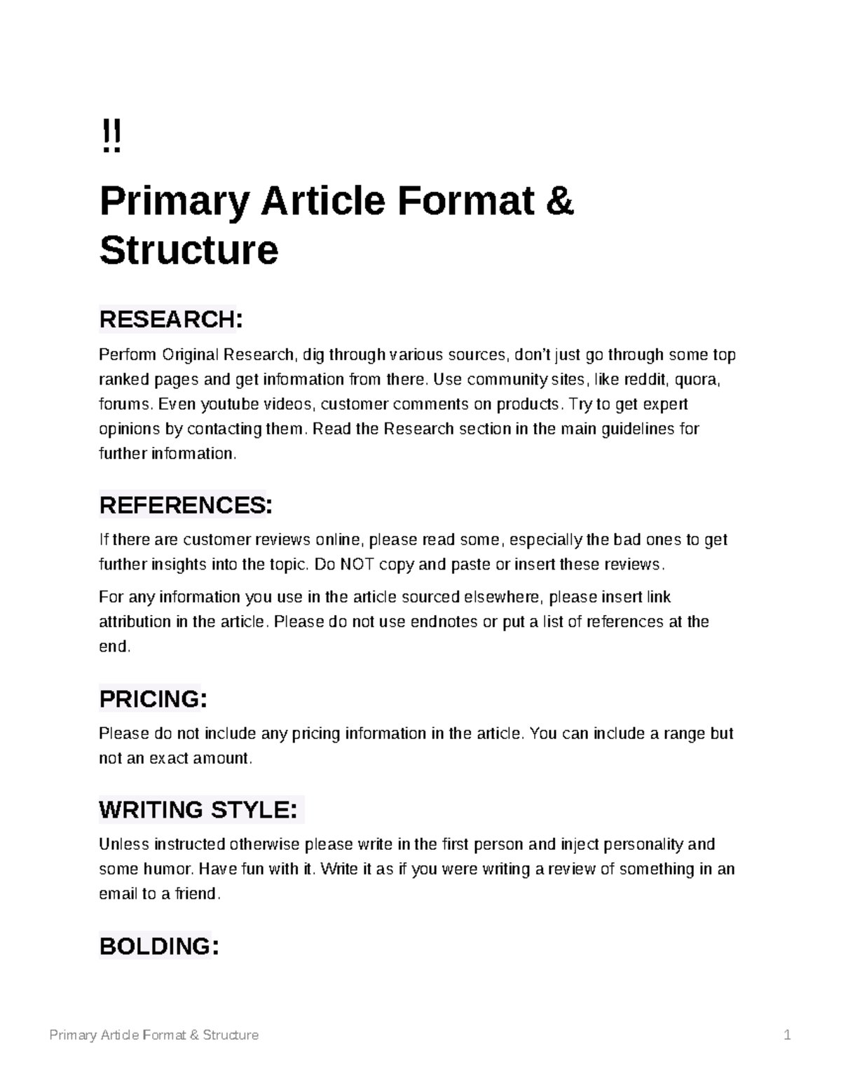 Primary Article Format Structure - !! Primary Article Format ...