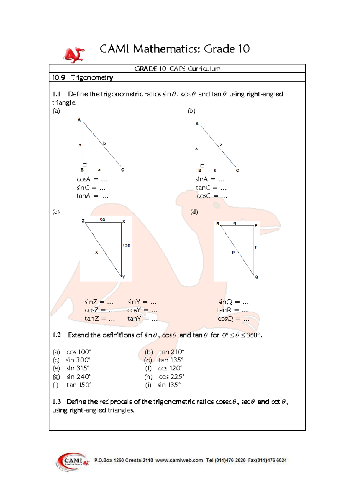 Grade-10 understanding trigonometry - GGGGRADE 10_CAPS CurriculumRADE ...