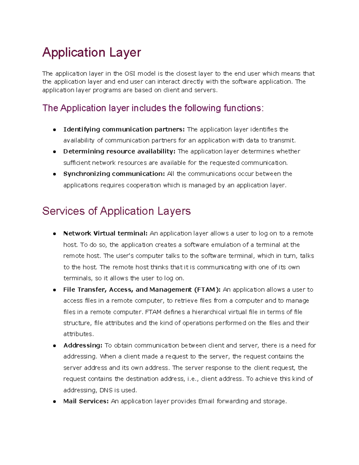 Application Layer-Part I (Basics + DNS + FTP) - Application Layer The ...