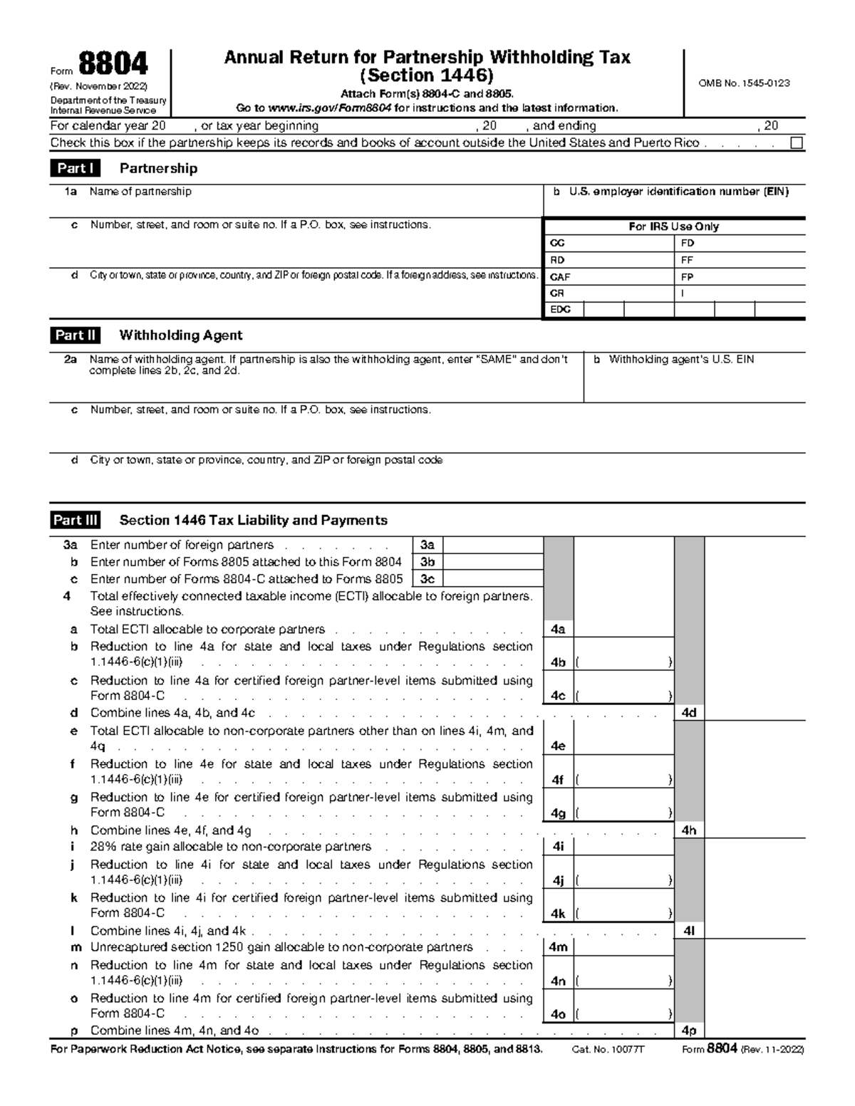 F8804 - ASD - Form 8804 (Rev. November 2022) Annual Return for ...