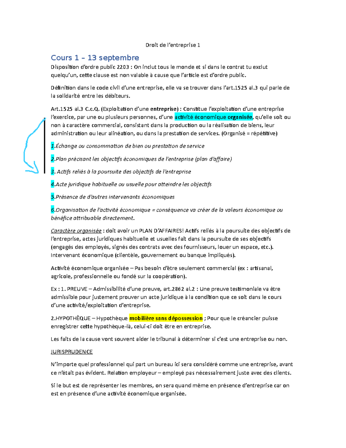 Droit de l'entreprise - Professeur : Bryan Dickson - Droit de l ...