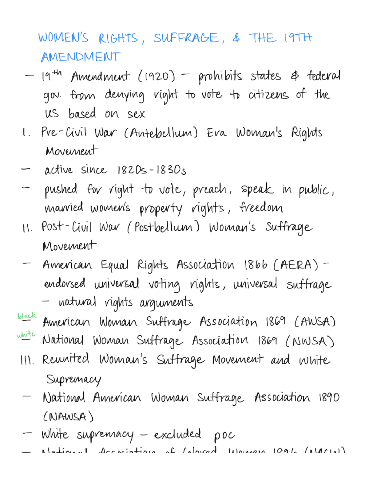 Women's Rights, Suffrage, & The 19th Amendment - 72B - Studocu