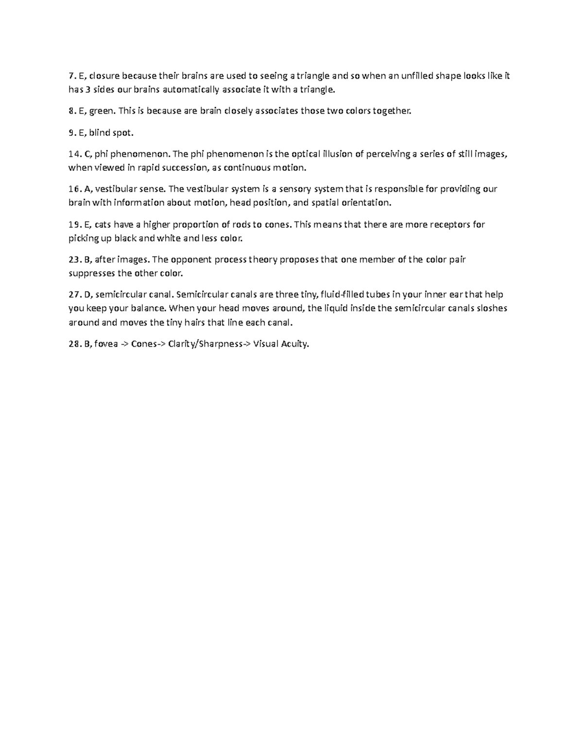 AP Psych test corrections Unit 4 - E, closure because their brains are ...