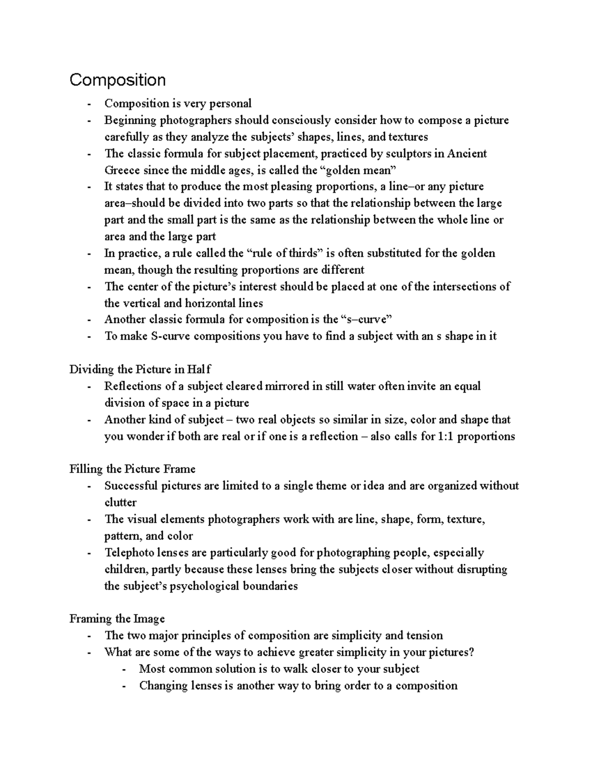 Notes on how to compose a photograph - Composition Composition is very ...