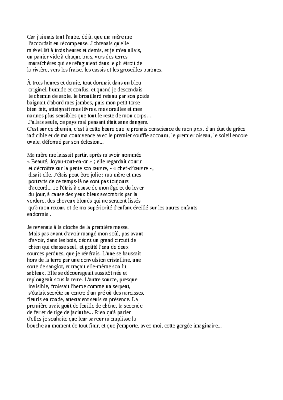 Colette sido - Car j'aimais tant l'aube, déjà, que ma mère me l ...