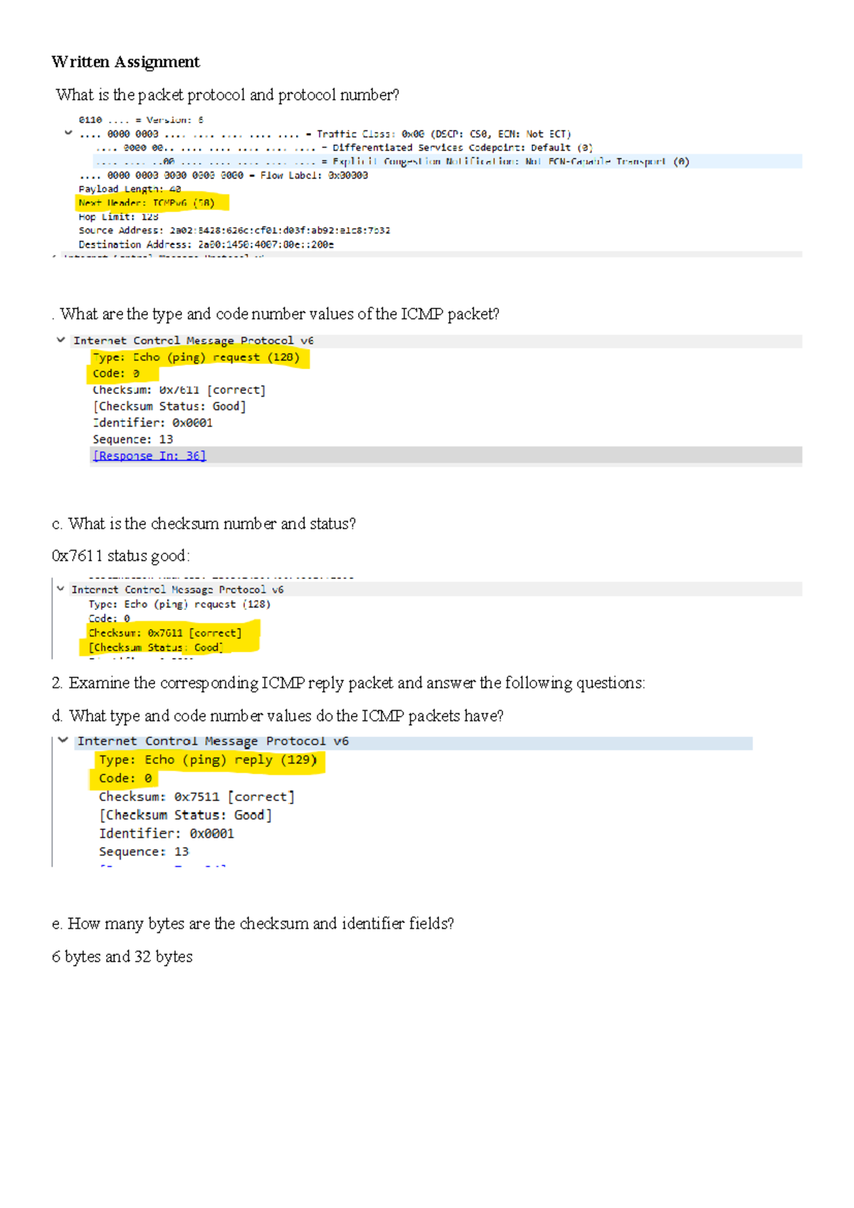 Written Assignment 5 - CS 4404 - Written Assignment What is the packet protocol and protocol ...