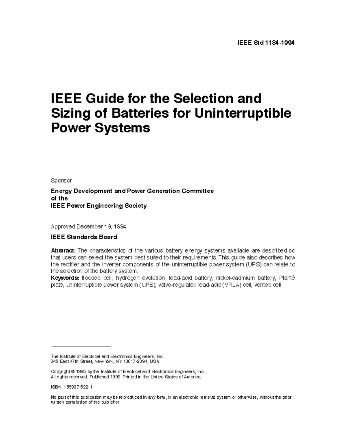 IEEE Guide for the Selection and Sizing - The Institute of Electrical ...