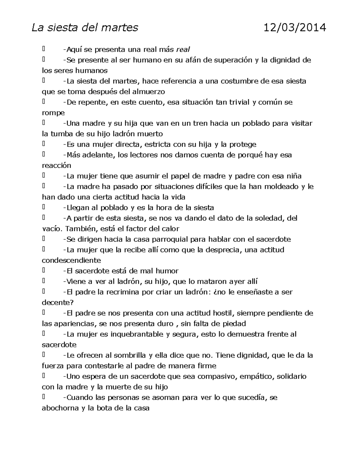 La siesta del martes - lecture notes - La siesta del martes se presenta ...