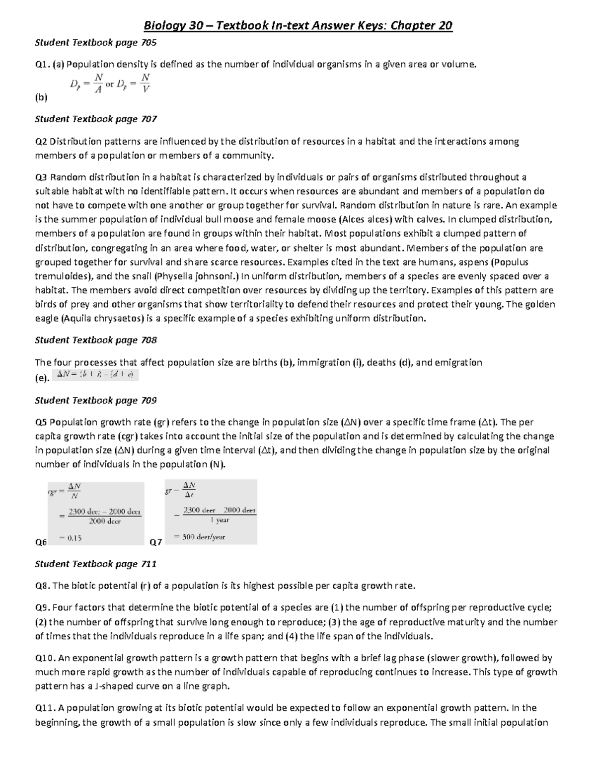 Chapter 20 In-text Question Answer Key - Student Textbook page 705 Q1 ...