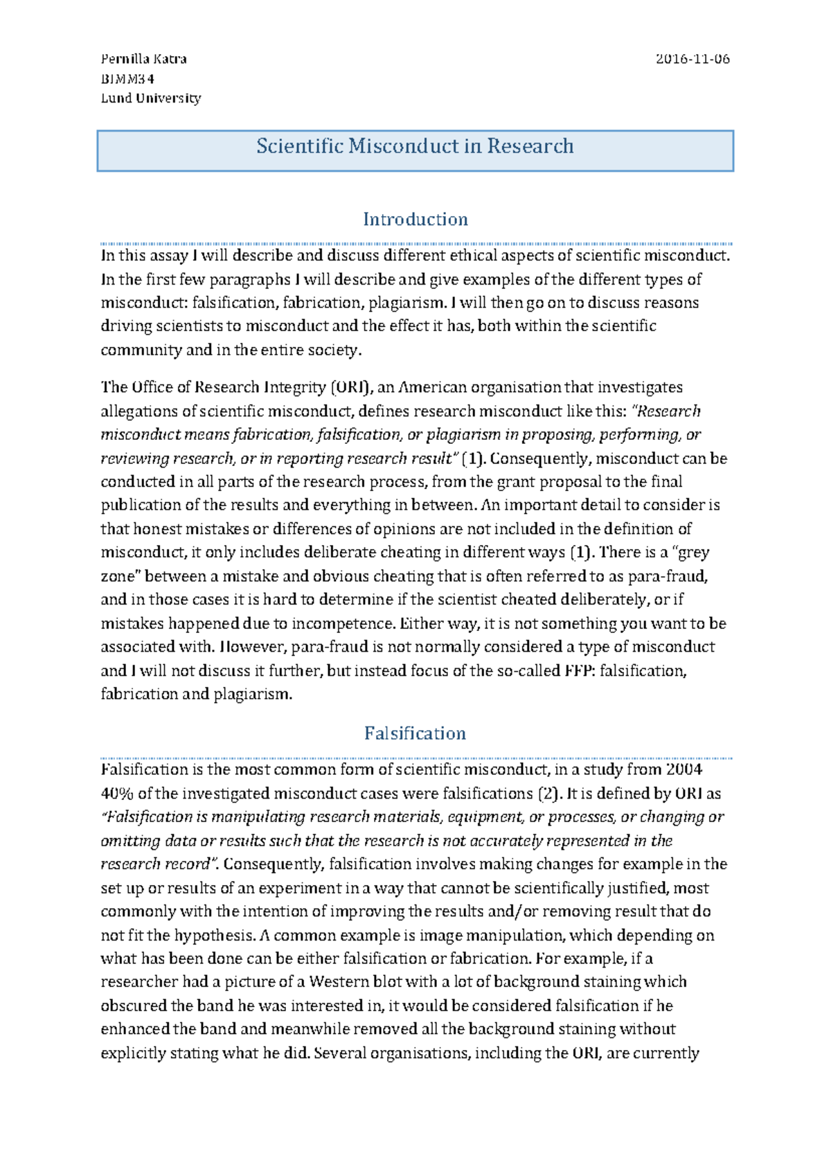 Scientific misconduct in Research - BIMM Lund University Scientific ...