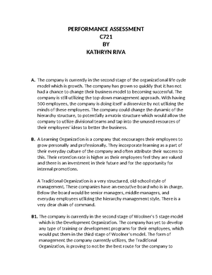 C432 Performance Assessment Pass First Attempt - PERFORMANCE ASSESSMENT ...