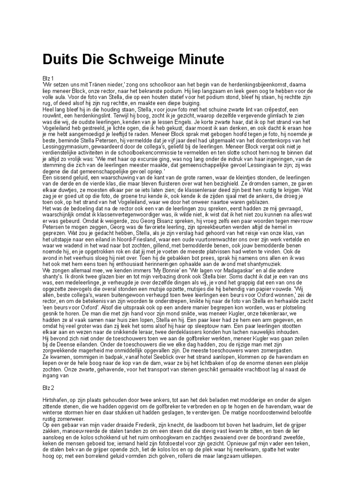 Duits Die Schweige Minute boek - Duits Die Schweige Minute Blz 1 ‘Wir ...