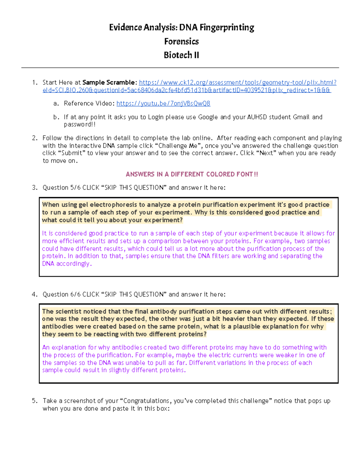 Evidence Analysis DNA Fingerprinting Virtual Lab - Evidence Analysis ...