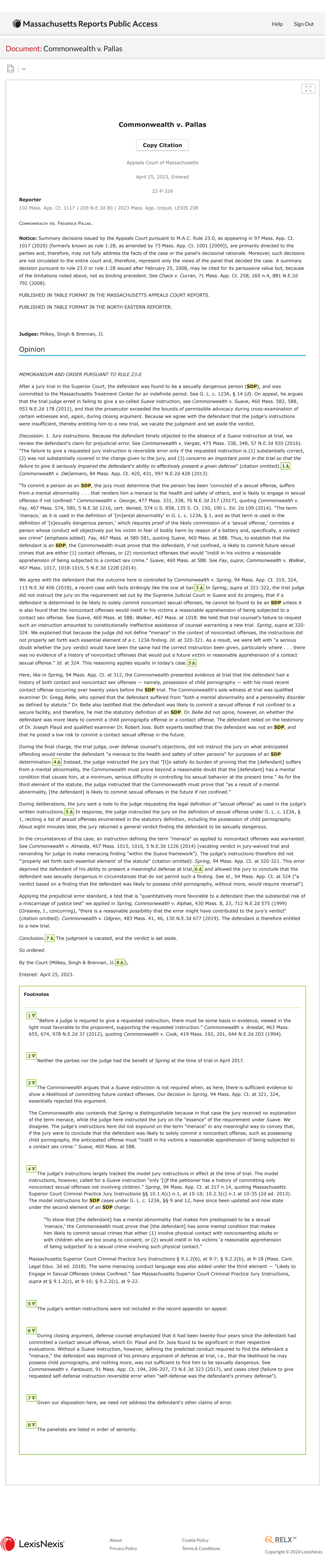 Comm. v. Pallas SDP - Sexually dangerous person case - Document: Commonwealth v. Pallas ! " # 1 ...