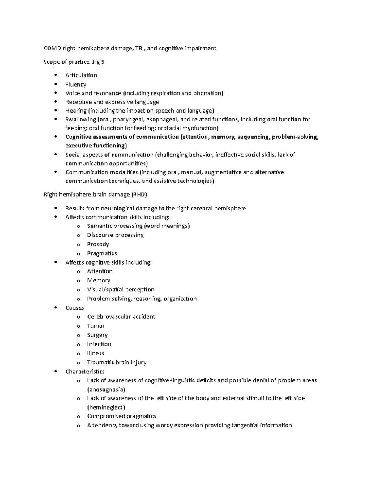 COMD cognitive impairment - COMD right hemisphere damage, TBI, and ...