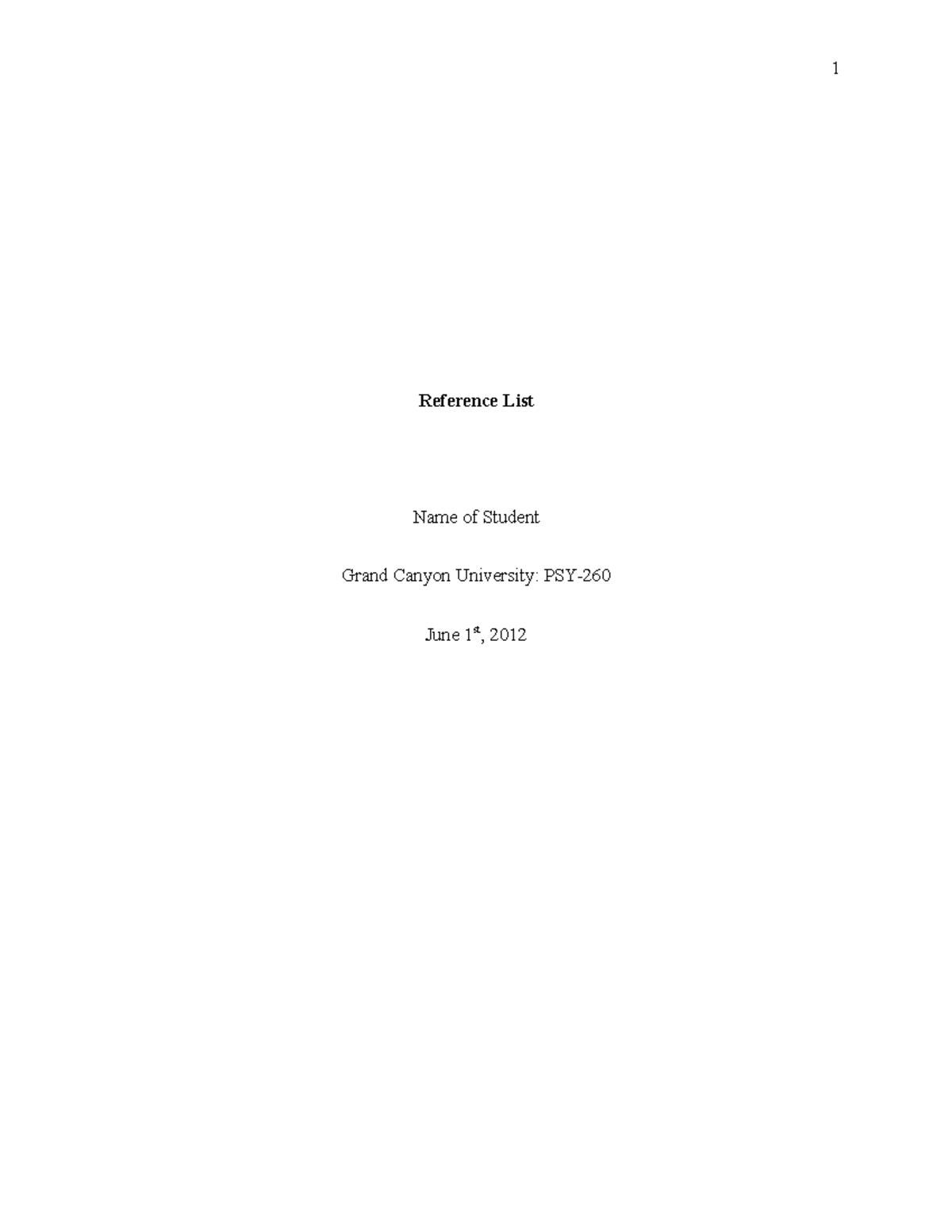 Reference List Template Correct - Reference List Name of Student Grand ...