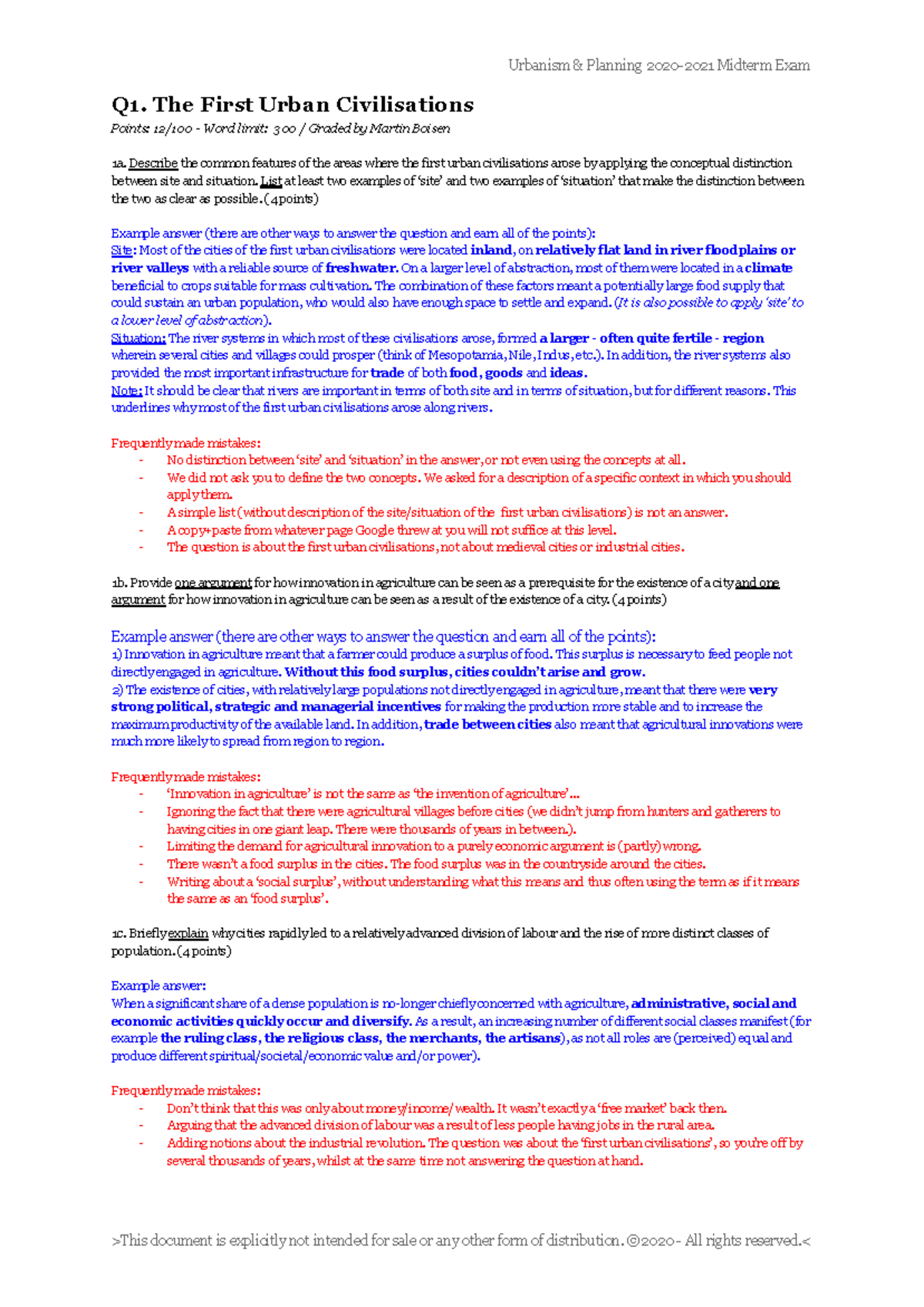 Midterm Exam Questions and Example Answers (Urbanism and Planning) - Q1 ...