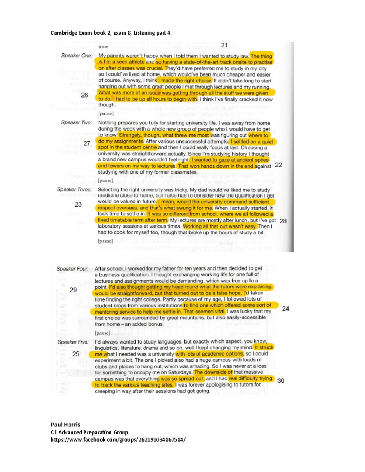 Cambridge C1 Advanced Cambridge Exam book 2 Listening Part 4 ...