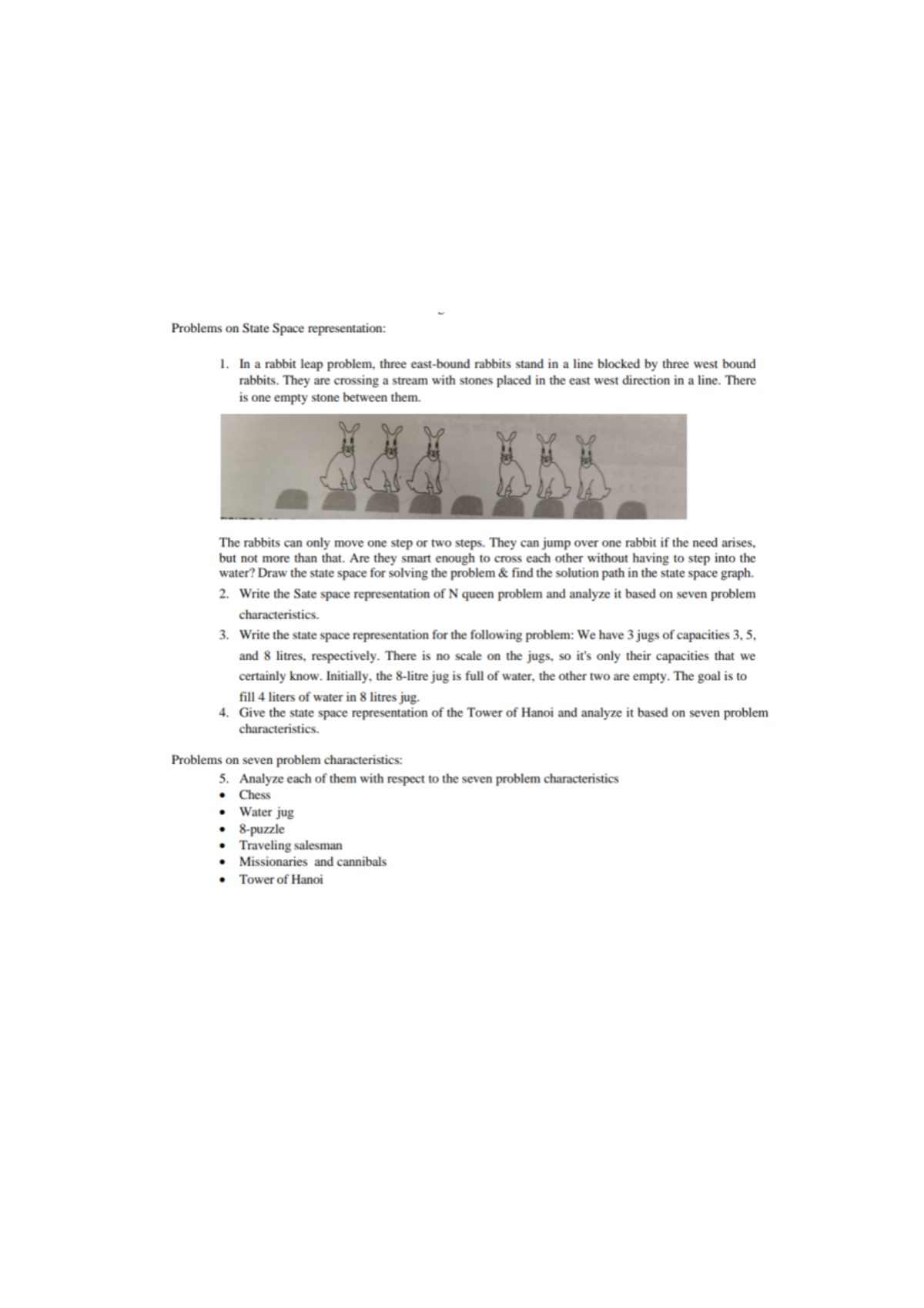 AI problems - Problems on State Space representation: 1. In a rabbit ...