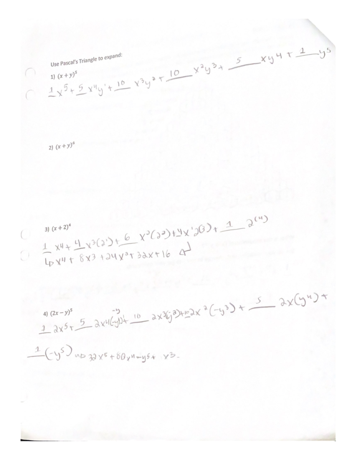 Use Pascal's Triangle to expand - MAC 1147 - Studocu