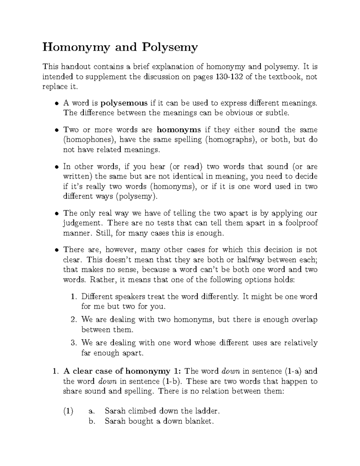 L140 Handout - homonyms, homophones and homographs - Homonymy and ...