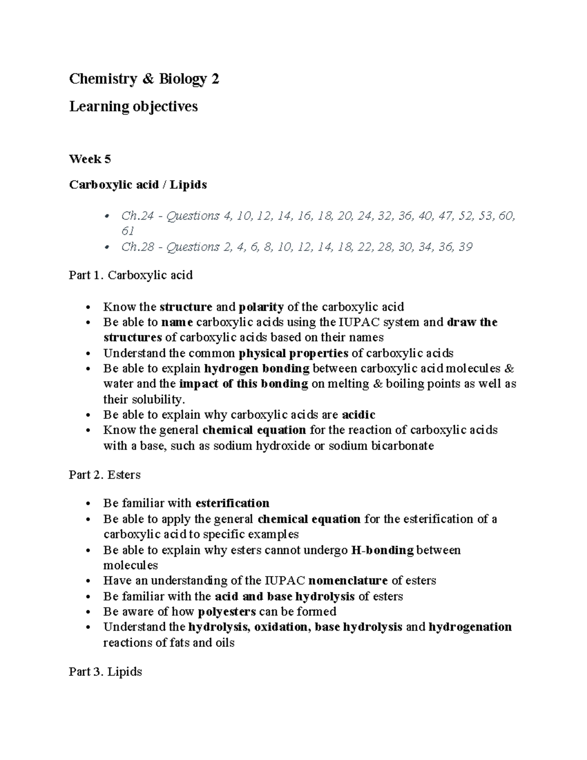 Chem&Bio2 Learning objectives - Chemistry & Biology 2 Learning ...