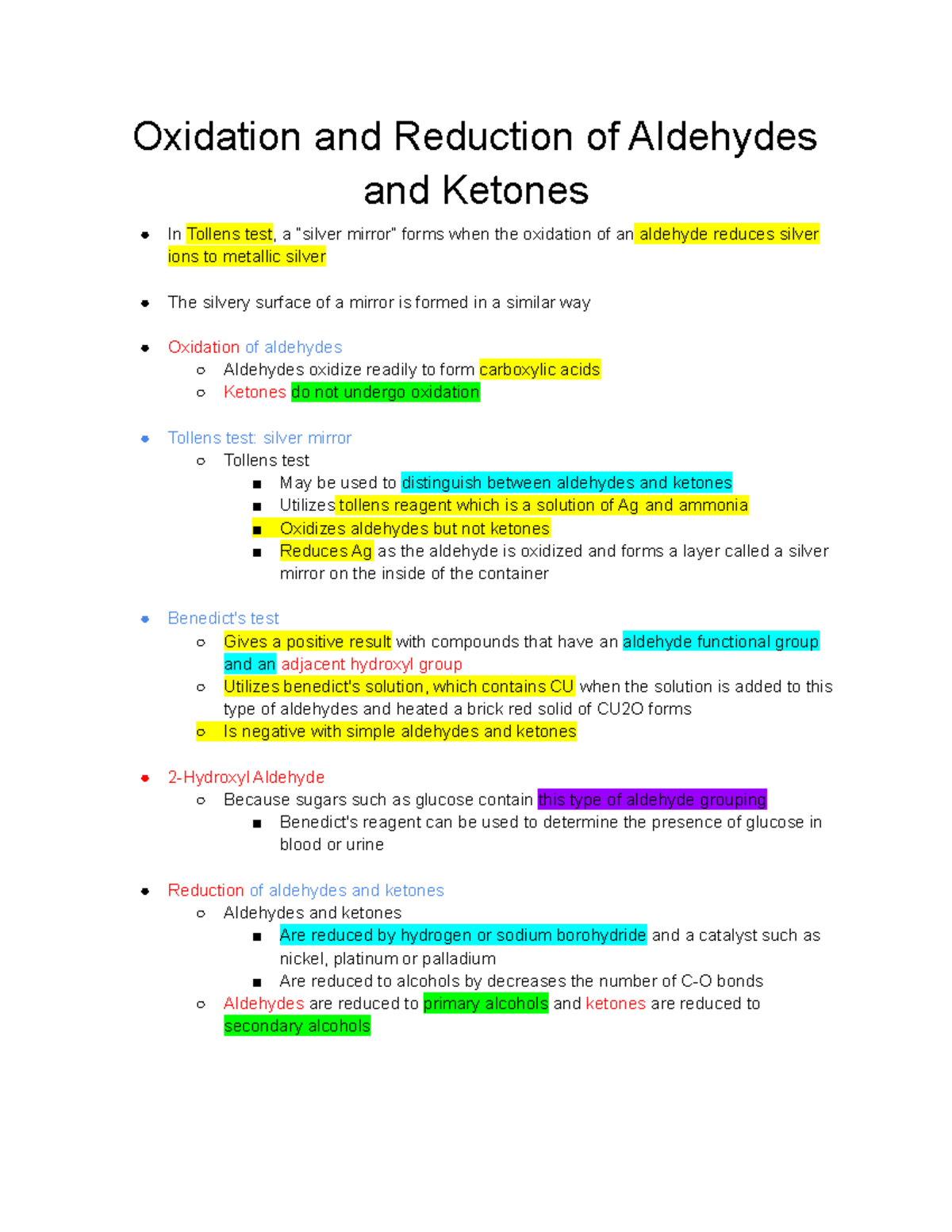 Oxidation and Reduction of Aldehydes and Ketones-2 - Oxidation and Reduction of Aldehydes and ...