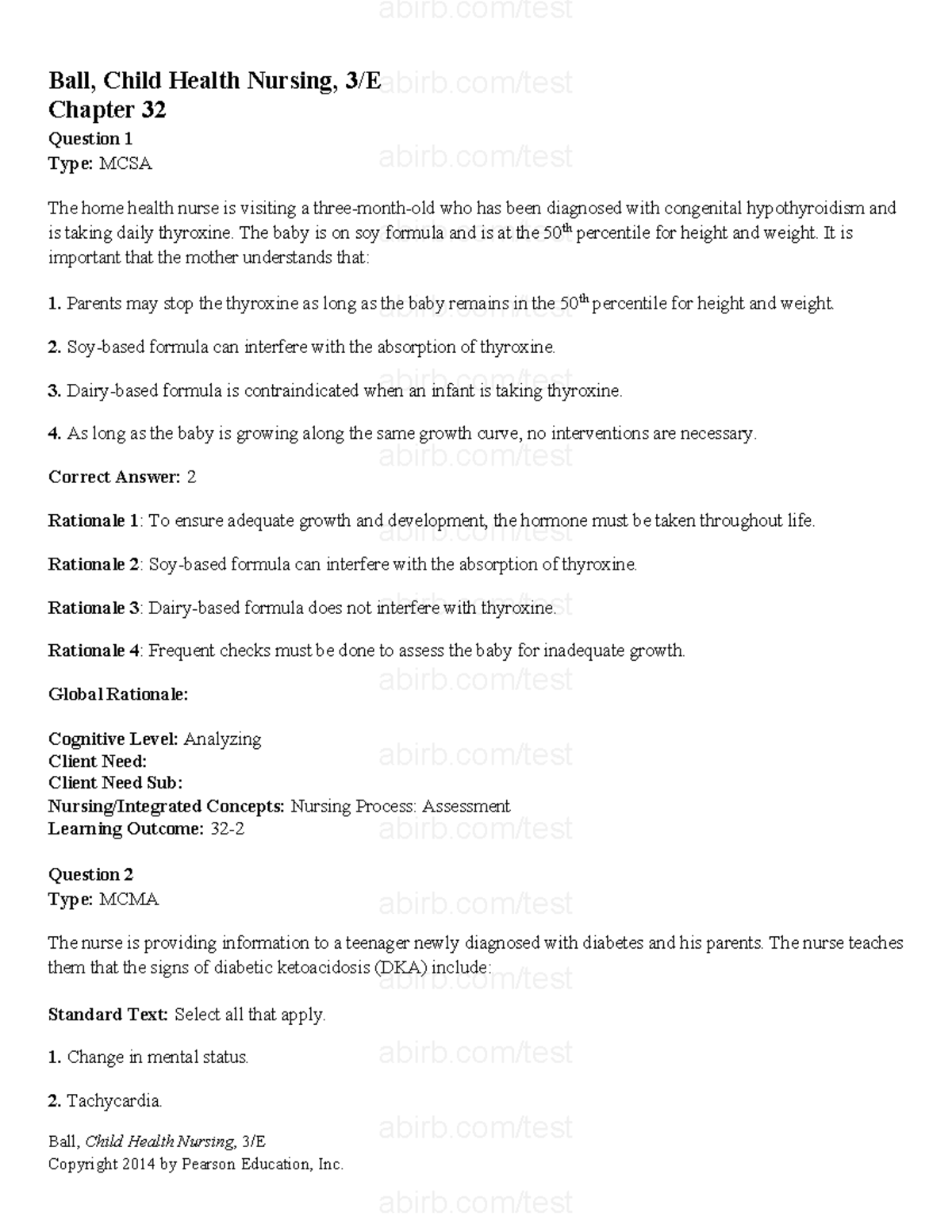 Ball, Child Health Nursing Test Bank- Ch 32 - Ball, Child Health ...